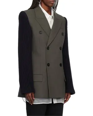 JEAN PAUL GAULTIER Bi-material Suit Jacket - Black