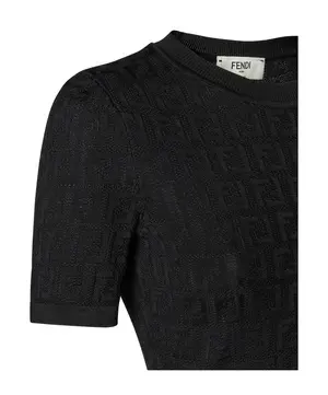 Fendi Ff Motif Fitted Midi Dress - Black