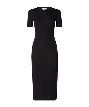 Fendi Ff Motif Fitted Midi Dress - Black