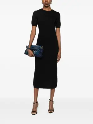 Fendi Ff Motif Fitted Midi Dress - Black