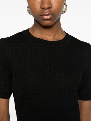 Fendi Ff Motif Fitted Midi Dress - Black