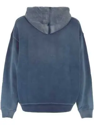 Off-White Logo Printed Drawstring Hoodie - Blue