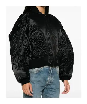 MUGLER Long-sleeved Zip-up Bomber Jacket - Black