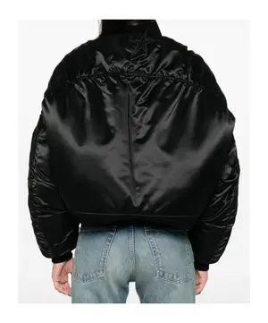 MUGLER Long-sleeved Zip-up Bomber Jacket - Black