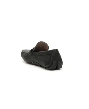 FERRAGAMO Round Toe Loafers With Gancio Detail - Black