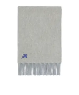 Burberry Reversible Knight Embroidered Scarf - Light Grey