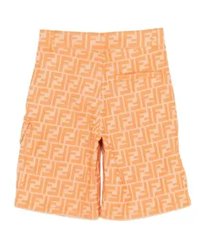 Fendi Logo Pattern Cargo Shorts - Orange
