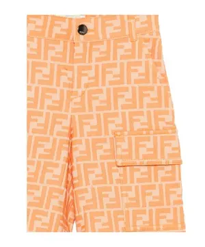 Fendi Logo Pattern Cargo Shorts - Orange