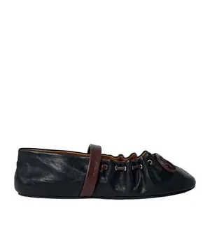 Marni Leather Mary Jane Ballerinas - Black