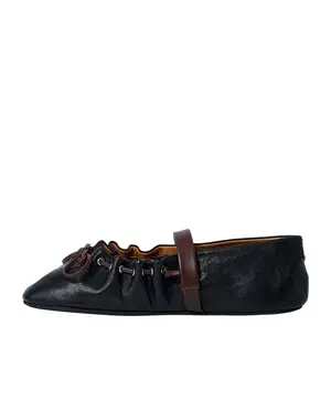 Marni Leather Mary Jane Ballerinas - Black