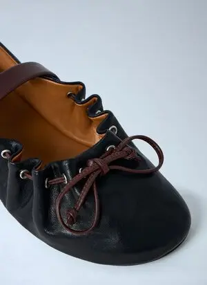 Marni Leather Mary Jane Ballerinas - Black