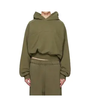 ENTIRE STUDIOS Hooded Sweater With Ribbed Hem - Green