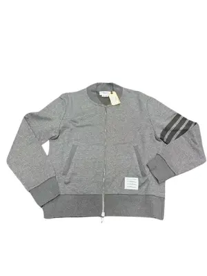 Thom Browne Long Sleeve Zip-up Jacket With Elasticated Cuffs And Hem - Medium Gray