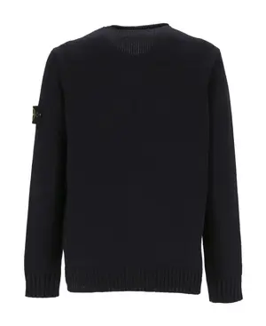Stone Island Compass Motif Crew Neck Sweatshirt - Blue