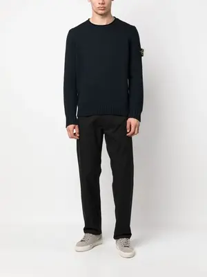 Stone Island Compass Motif Crew Neck Sweatshirt - Blue