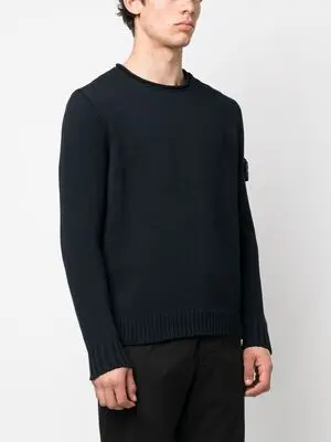 Stone Island Compass Motif Crew Neck Sweatshirt - Blue