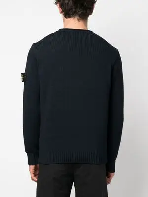 Stone Island Compass Motif Crew Neck Sweatshirt - Blue