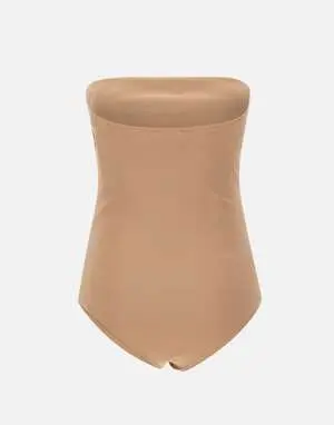COURREGES Logo-embroidered Off-the-shoulder Bodysuit - Nude