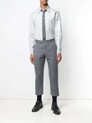 Thom Browne Logo 4-striped Flannel Shirt