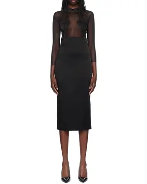 Blumarine Heart-patch Satin Midi Dress