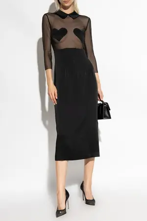 Blumarine Heart-patch Satin Midi Dress