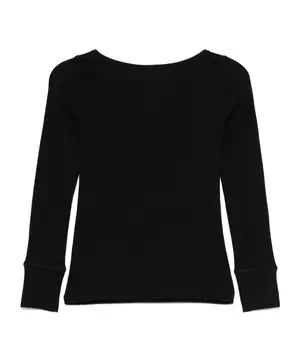 Versace Ribbed Long Sleeve Top With Half Buttons