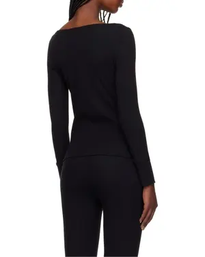 Versace Ribbed Long Sleeve Top With Half Buttons