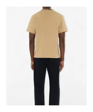 Burberry Checked-trim Crewneck T-shirt - Flax