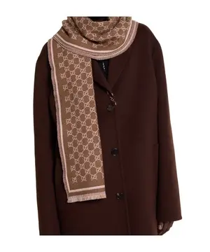 Gucci Gg Jacquard Fringed Scarf