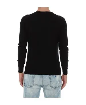 HOSIO Long-sleeved Crewneck Knitted Jumper - Black