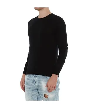 HOSIO Long-sleeved Crewneck Knitted Jumper - Black