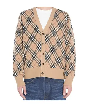 Burberry Checked V-neck Buttoned Cardigan