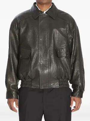 Saint Laurent Drop-shoulder Leather Bomber Jacket