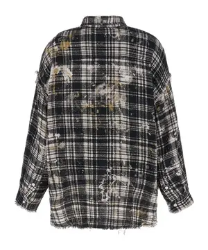 R13 Fringed Asymmetrical Hem Shirt - Multi-color