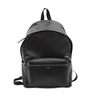 Saint Laurent Embossed-logo Leather Backpack - Black