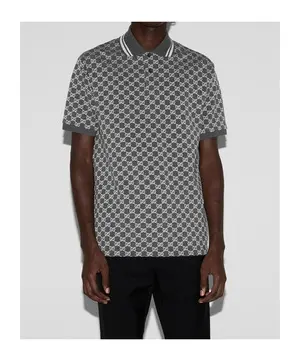 Gucci Gg Cotton Lamé Jacquard Polo Shirt - Dark Grey
