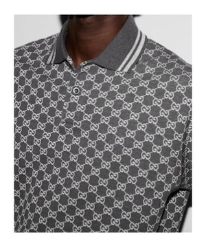 Gucci Gg Cotton Lamé Jacquard Polo Shirt - Dark Grey