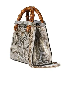 Gucci Diana Mini Python Tote Bag With Bamboo Handles And Chain Strap
