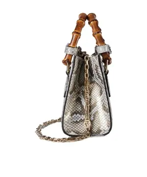 Gucci Diana Mini Python Tote Bag With Bamboo Handles And Chain Strap
