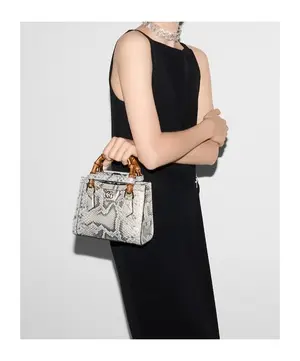 Gucci Diana Mini Python Tote Bag With Bamboo Handles And Chain Strap