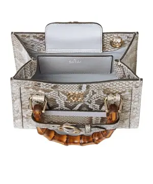 Gucci Diana Mini Python Tote Bag With Bamboo Handles And Chain Strap