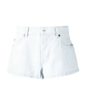 Miu Miu Logo Denim Shorts - Light Blue