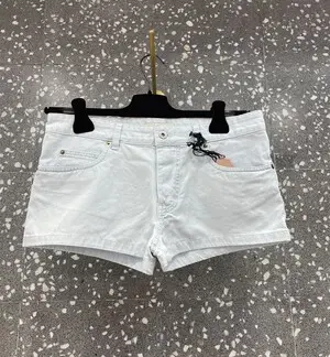 Miu Miu Logo Denim Shorts - Light Blue