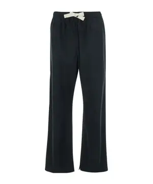 Celine Drawstring Trousers In Cotton Canvas - Black