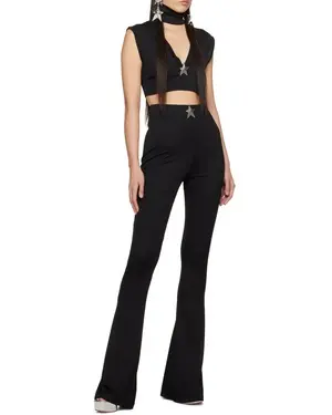 AREA Star-stud High-waist Flared Trousers