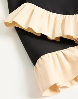 Valentino Garavani Ruffled Trim V-neck Mini Dress