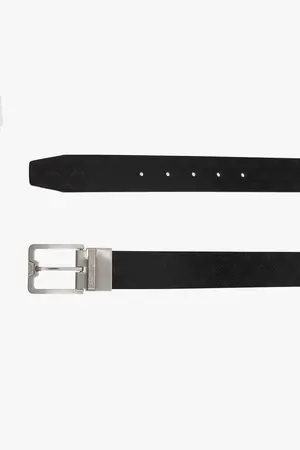 Emporio Armani Logo Engraved Buckle Belt - Black