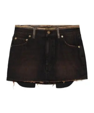 Simkhai Sally Denim Mini Skirt With Leather Details - Black