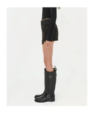 Simkhai Sally Denim Mini Skirt With Leather Details - Black