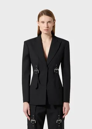 Blumarine Long Sleeve Buckle Detail Blazer